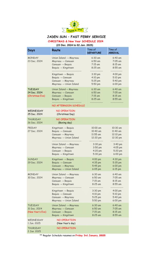 Christmas & New Year Schedule – Jaden Sun